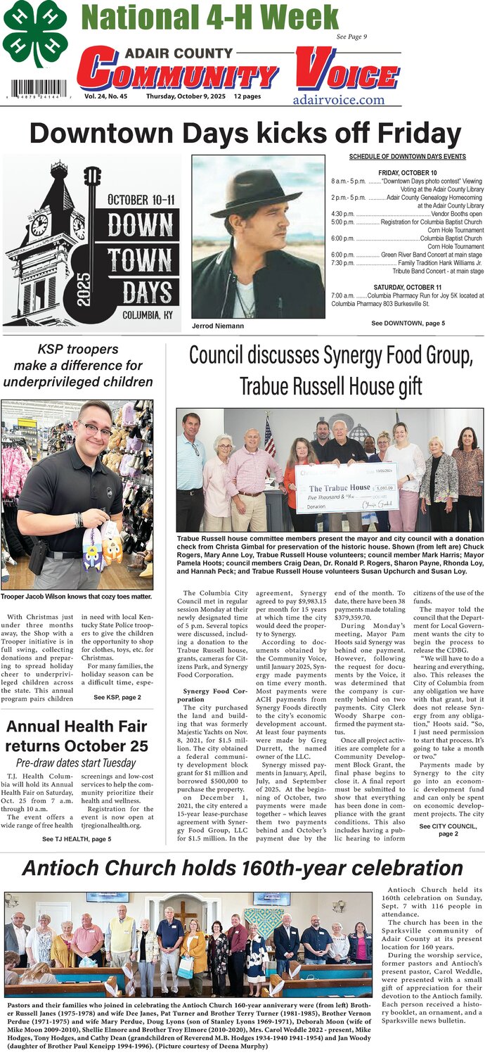 October 9, 2025 - Adair County Community Voice