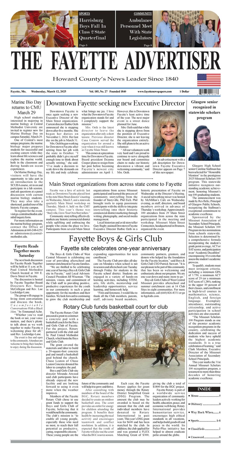 The Fayette Advertiser Mar 11, 2025 | The Fayette Advertiser
