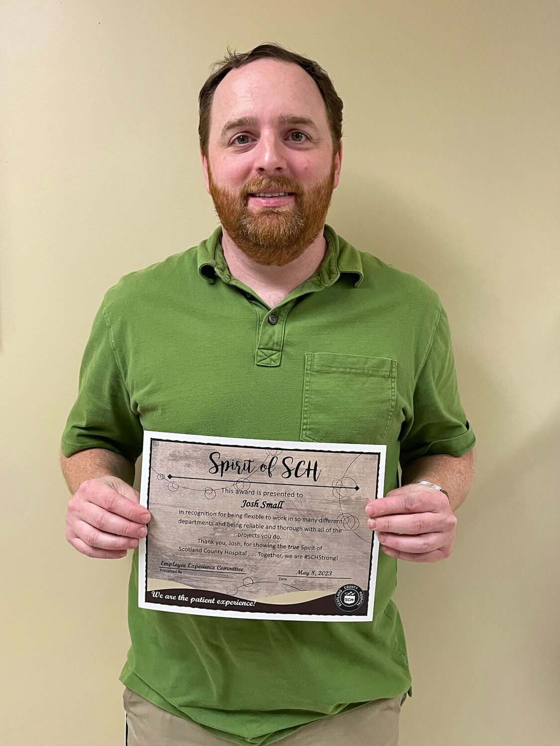 Josh Small is the May Spirit of SCH Award Winner | Kirksville Daily Express